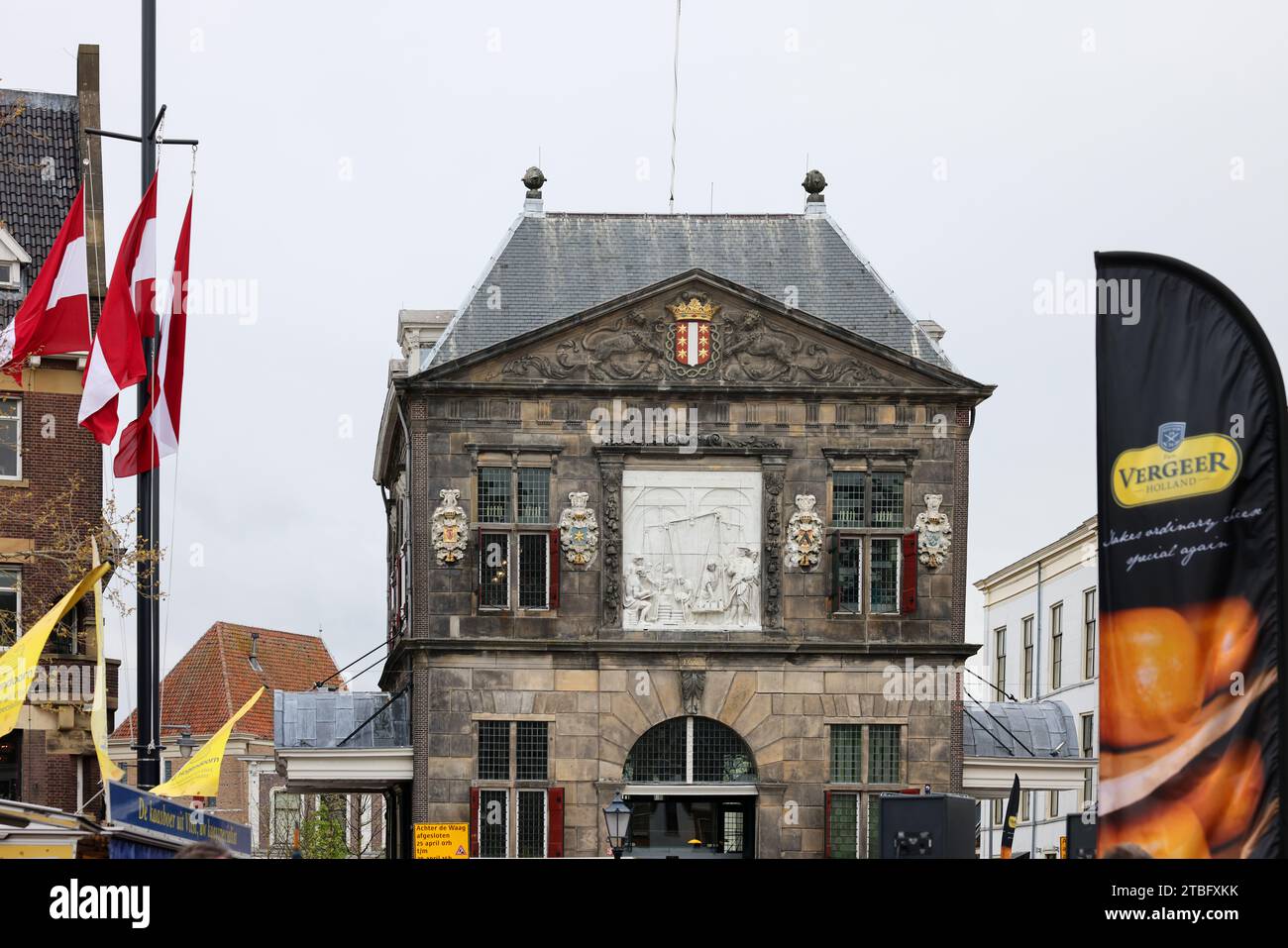 Gouda, the Nehterlands - April 20, 2023: The facade of the Waag ...