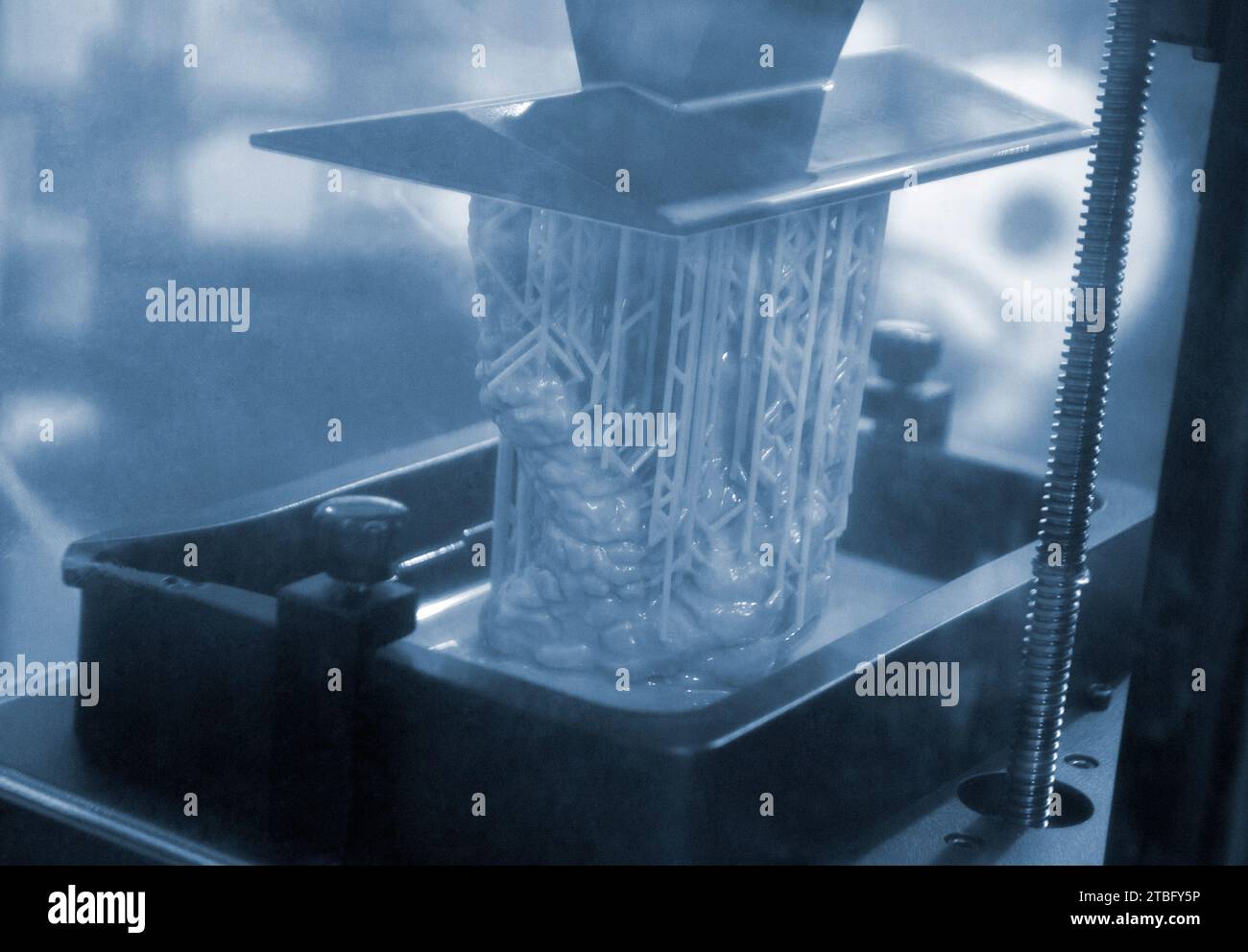 3D printer working process. 3D printing. Stereolithography ...