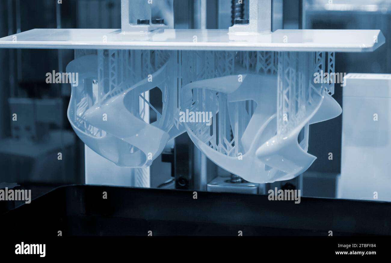 3D printer working process. 3D printing. Stereolithography ...