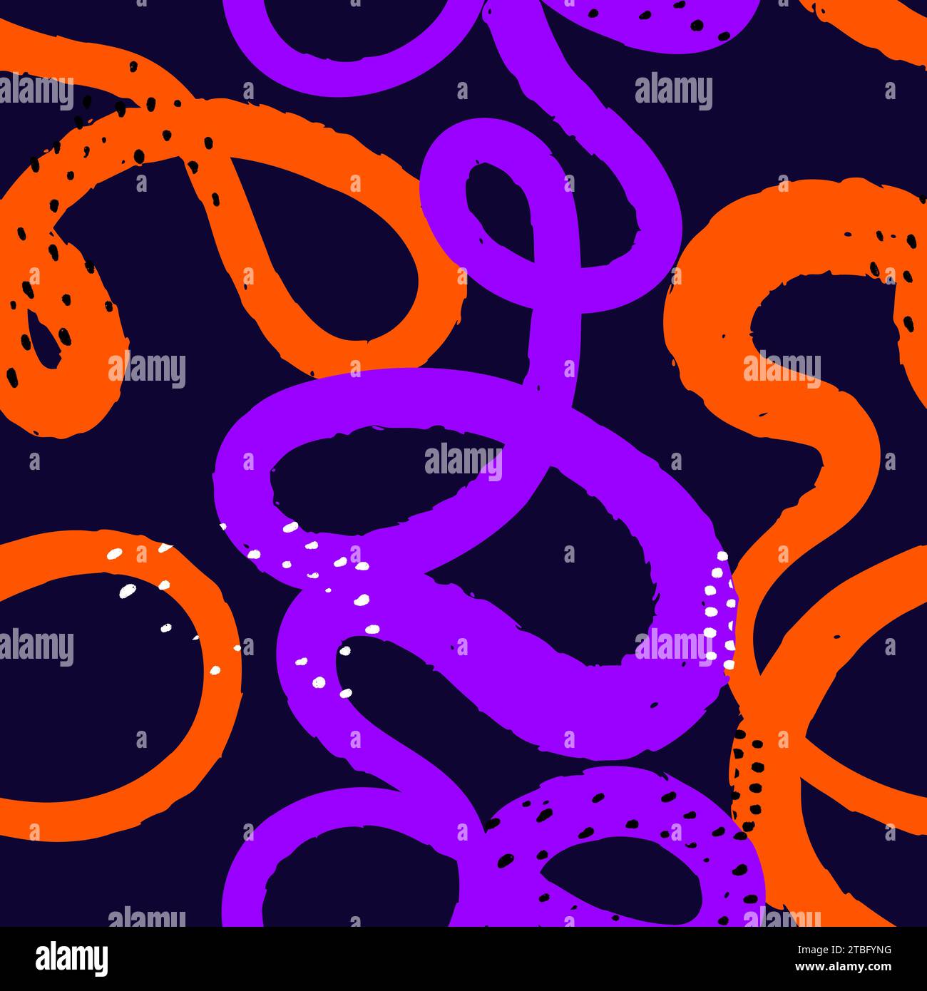 Naive seamless squiggle pattern with bright colored textured wavy lines ...