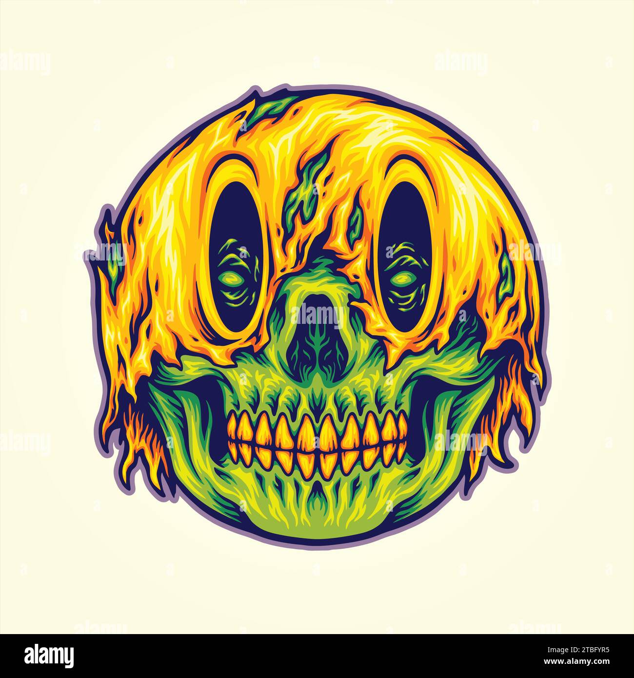 Horror smiles zombie skull emoticon vector illustrations for your work ...