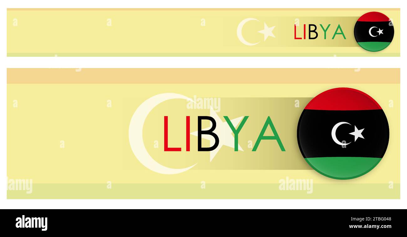 LIBYA flag horizontal web banner in modern neomorphism style. Webpage ...