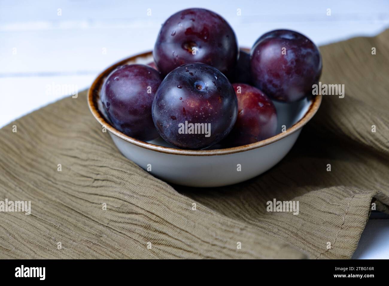 Juicy plums in eco hi-res stock photography and images - Alamy
