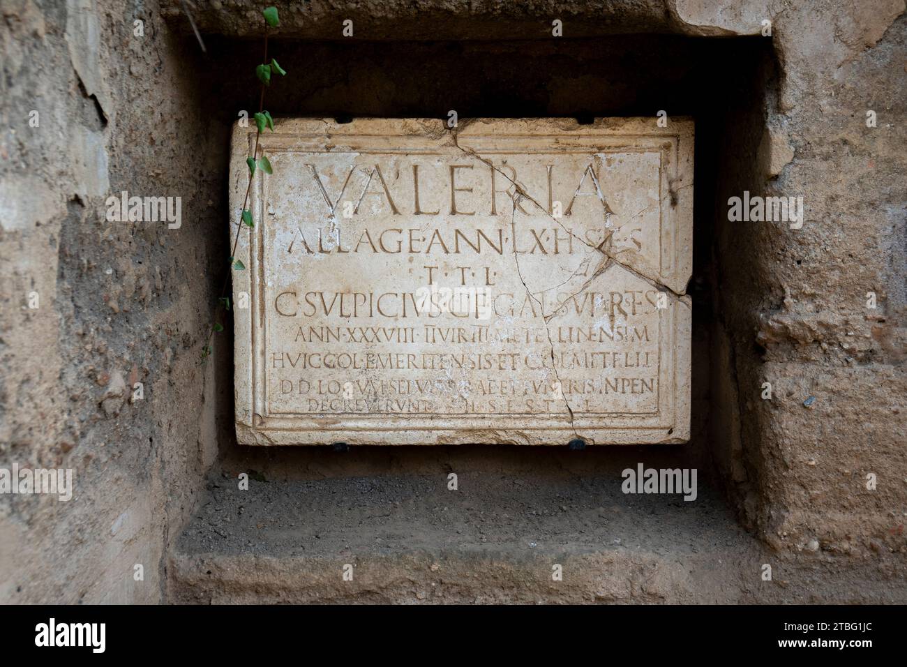 Ancient Roman inscription in marble from a funerary tombstone of ...