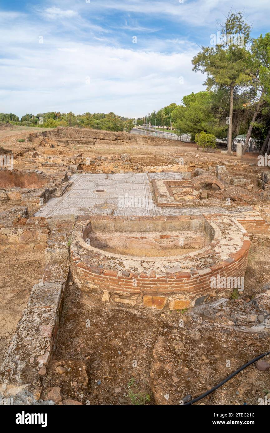 Exterior archaeological remains of the floors of different Roman rooms ...