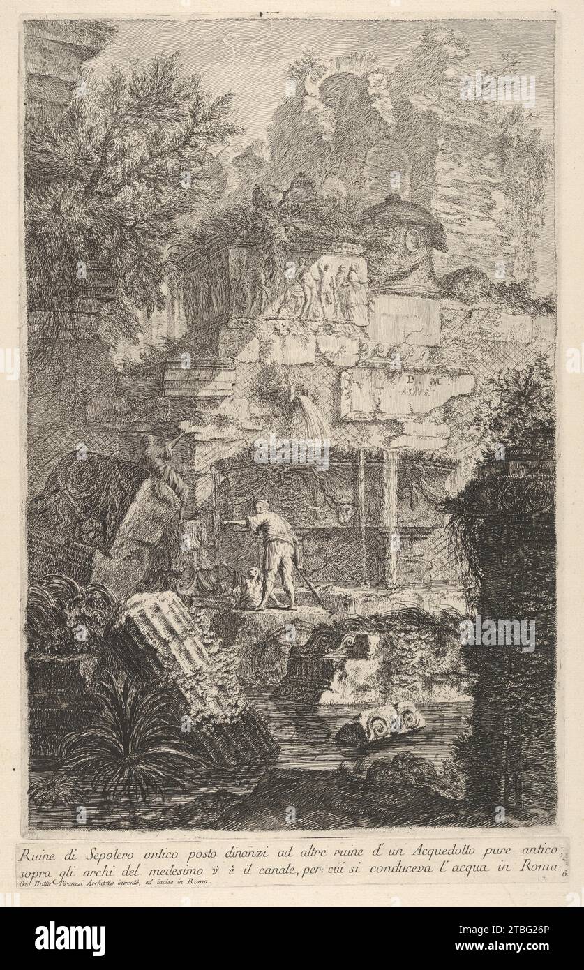 Plate 6: 'Ruins of an ancient tomb in front of ruins of an ancient ...