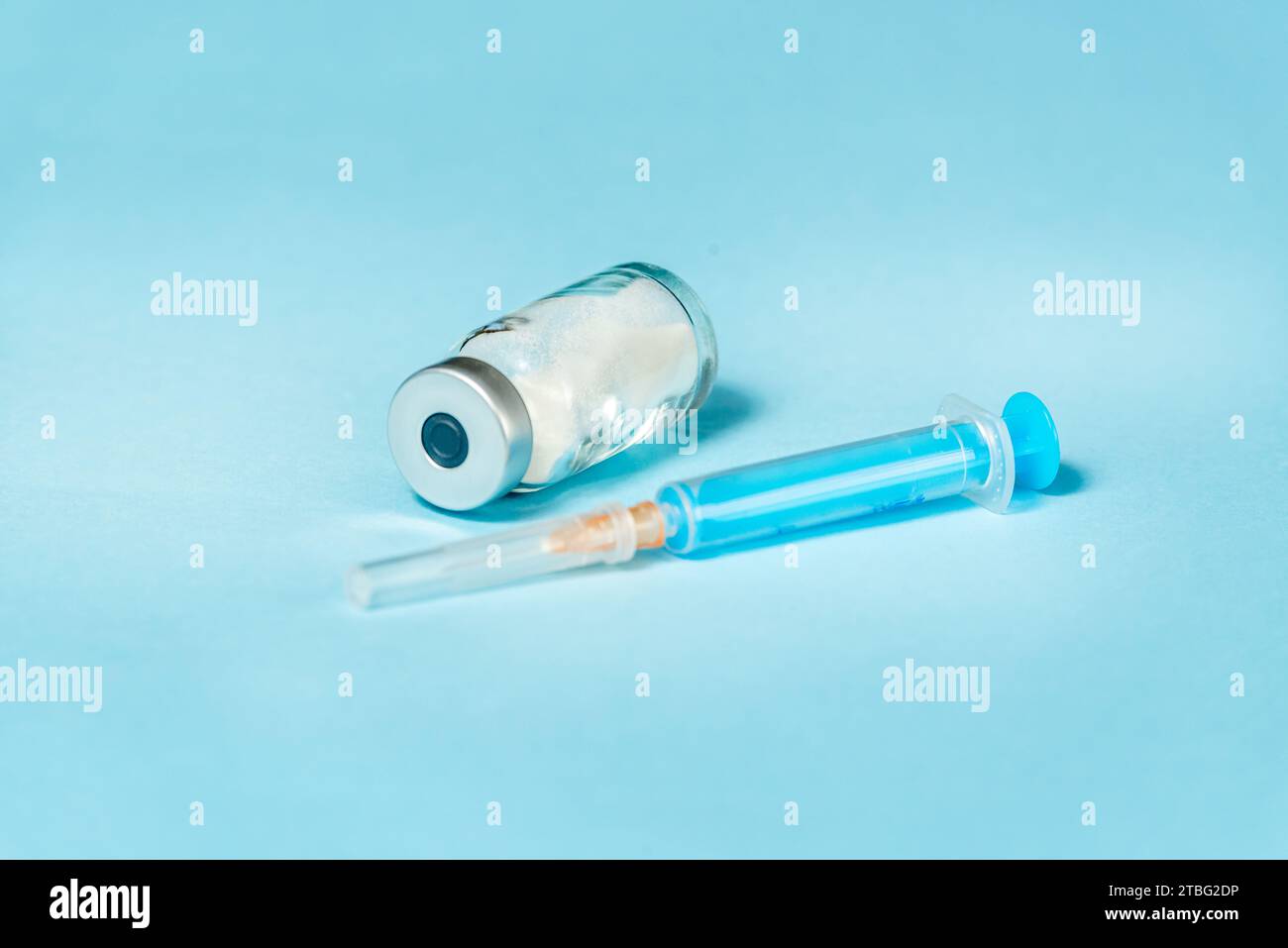 Syringe and needle with glass medical ampoule vials for injection ...