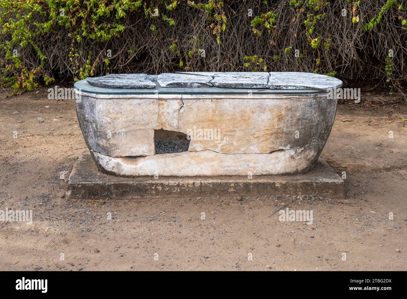Roman stone and marble tomb from the Los Columbarios funerary area in ...