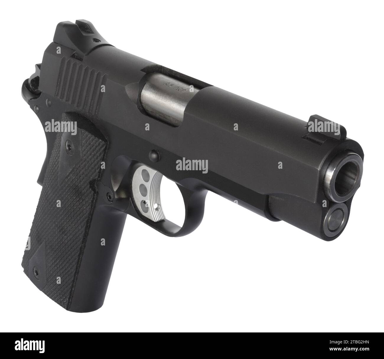 Large semi-auto handgun that is black and isolated Stock Photo - Alamy