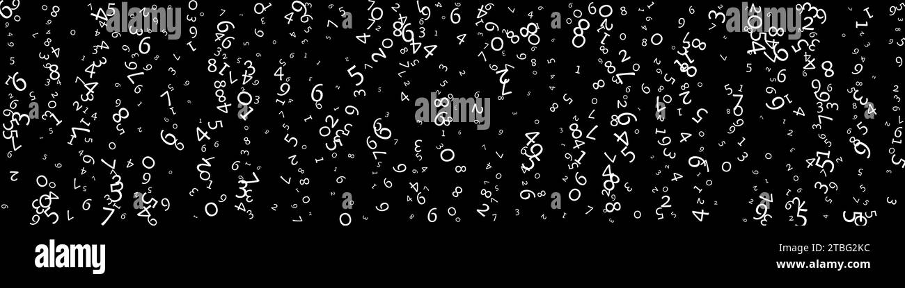 Falling numbers, big data concept. Binary white messy flying digits ...