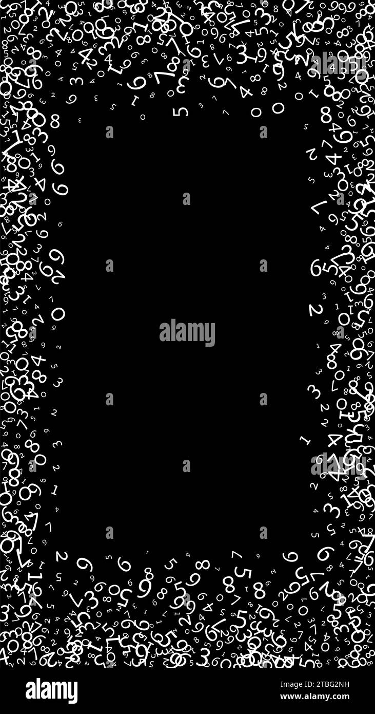 Falling numbers, big data concept. Binary white messy flying digits ...