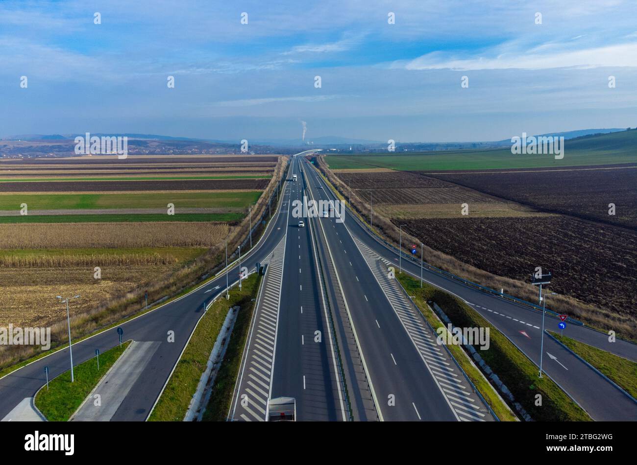An aerial view of the A3 Transylvania - Romania highway Stock Photo - Alamy