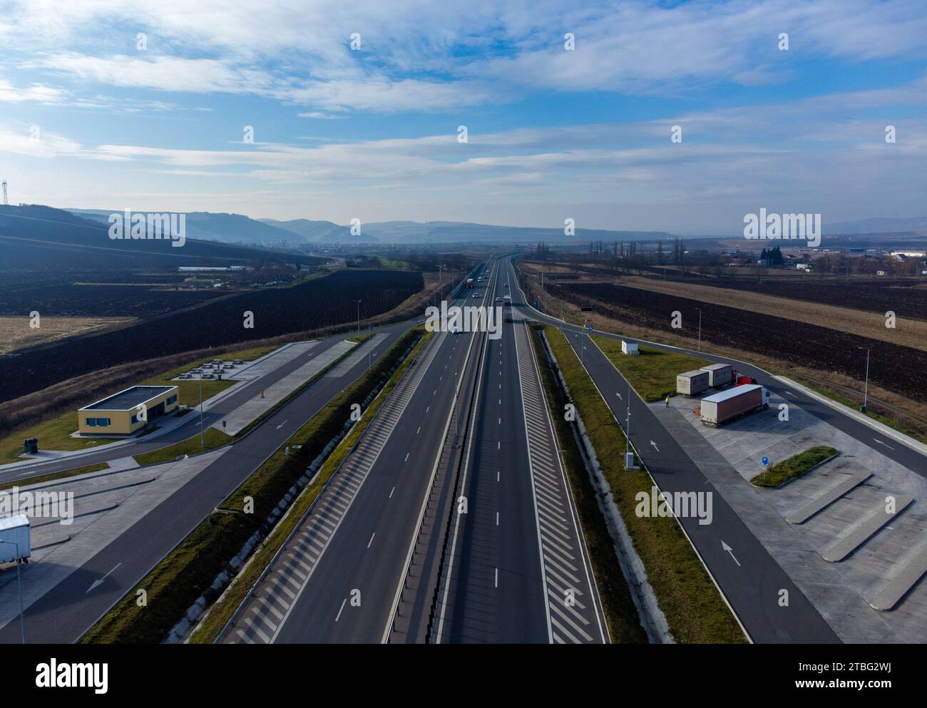 An aerial view of the A3 Transylvania - Romania highway Stock Photo - Alamy