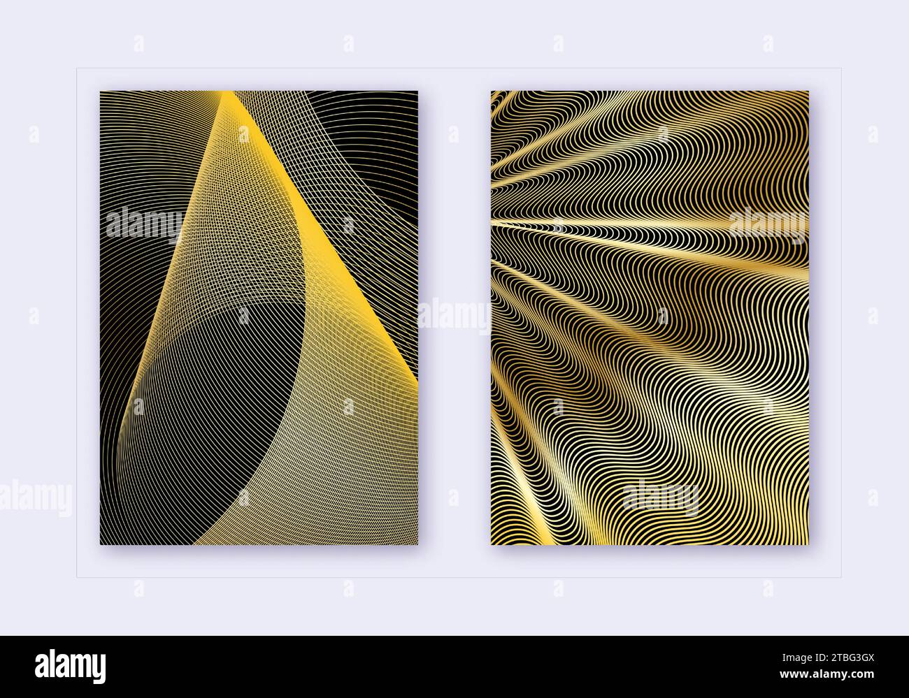 Cover design template set. Abstract lines modern brochure layout. Gold ...