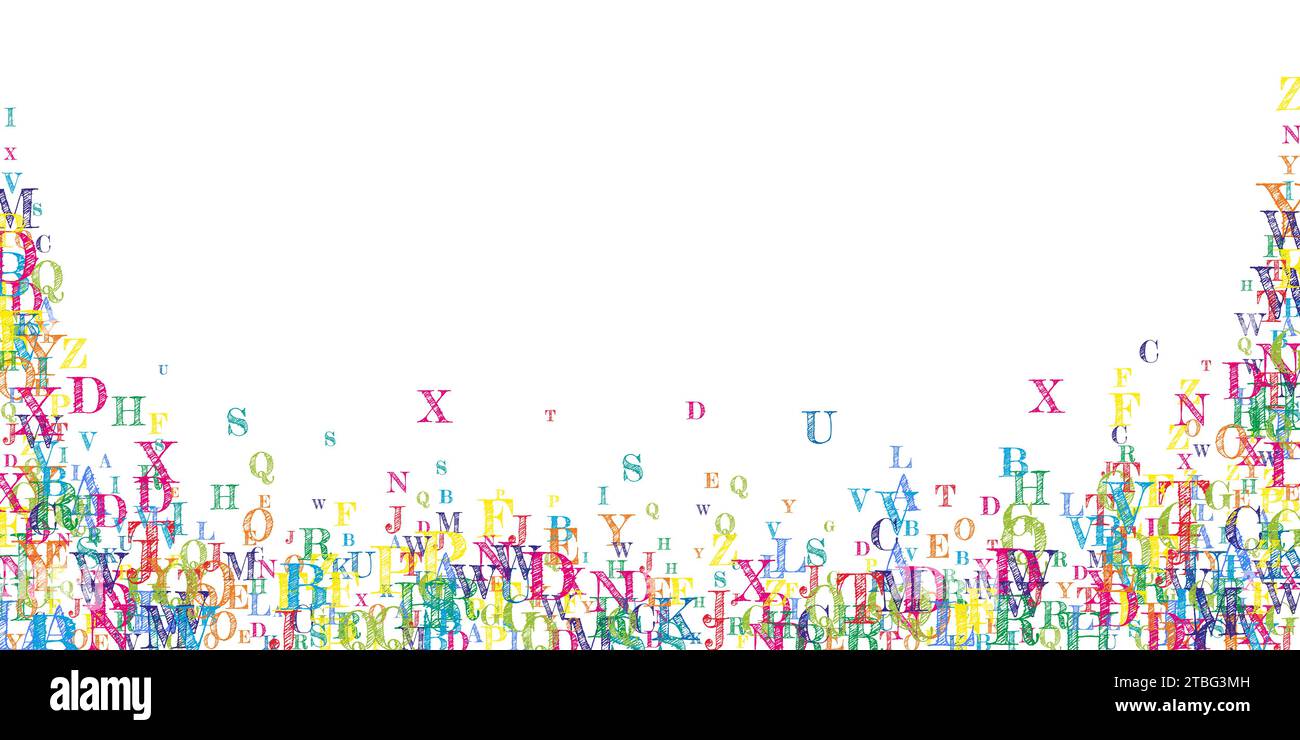 Concept of school background. Colorful childish falling letters of ...