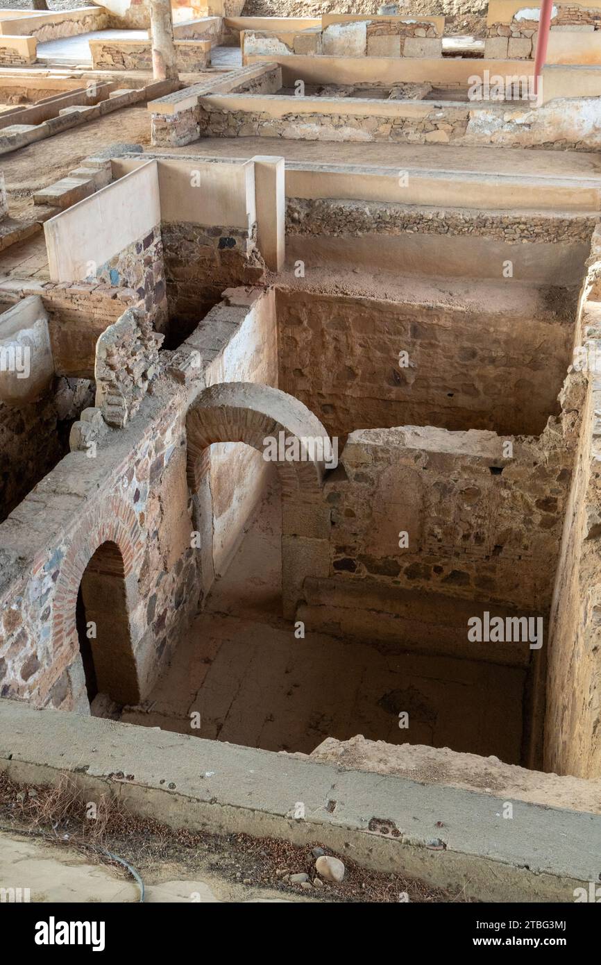 Remains of the historic Roman archaeological ruins of the Mitreo house ...