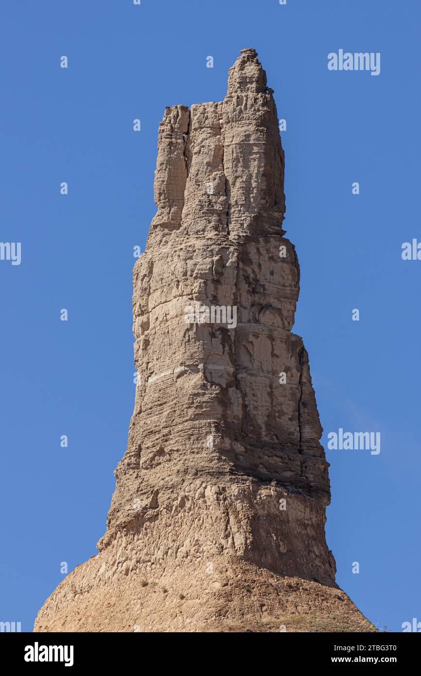 Close up of the summit of Chimney Rock, a geological rock formation in ...