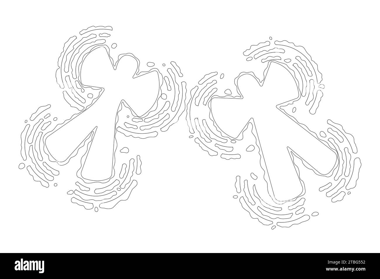 Snow Angels Imprints Black And White 2d Line Cartoon Object Stock