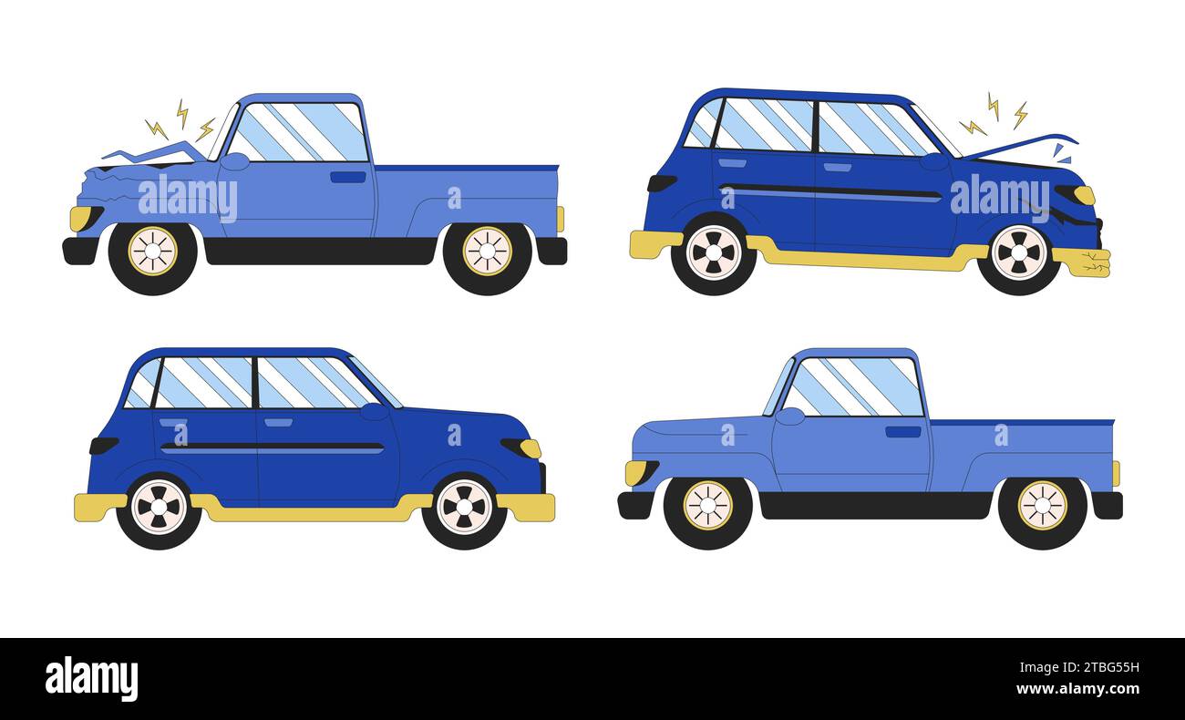 Auto repair shop 2D linear cartoon objects set Stock Vector Image & Art ...