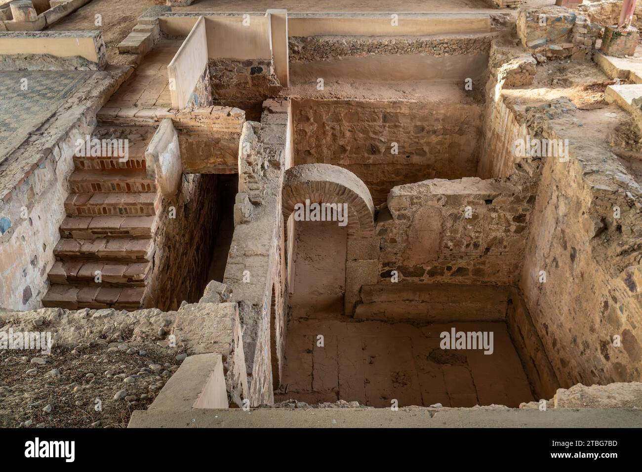 Remains of the historic Roman archaeological ruins of the Mitreo house ...