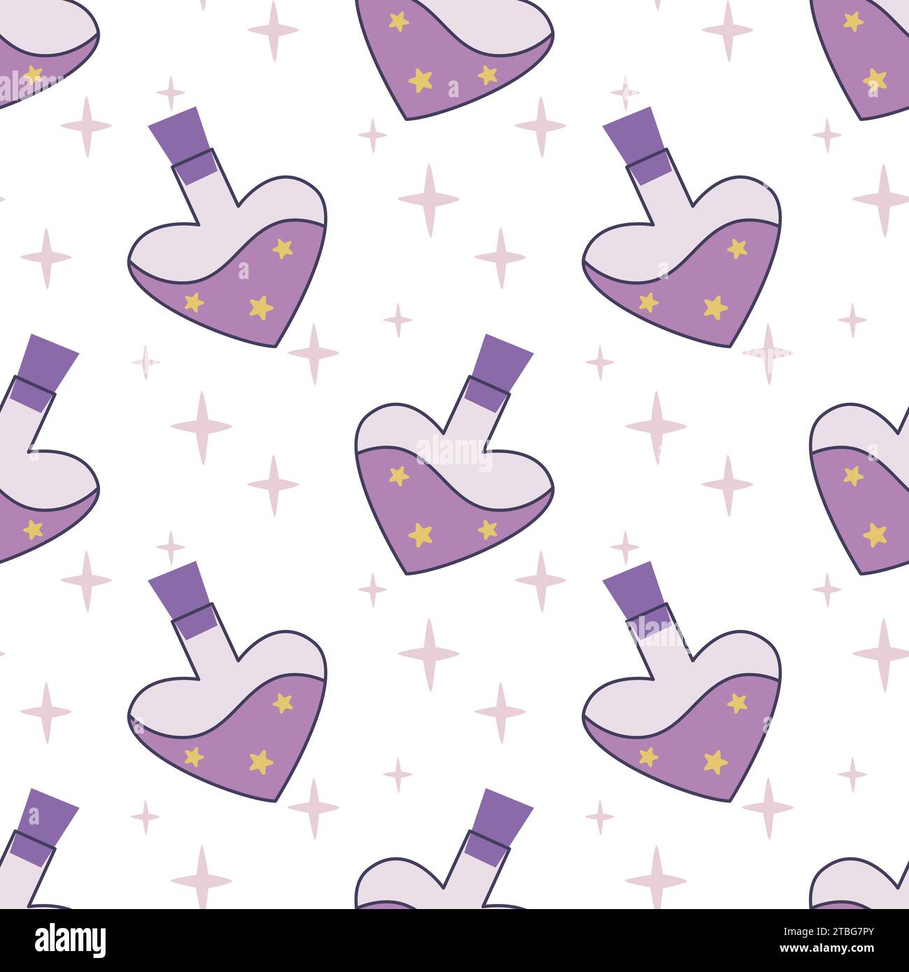 Magic potion seamless pattern. Love elixir background. Heart shaped ...