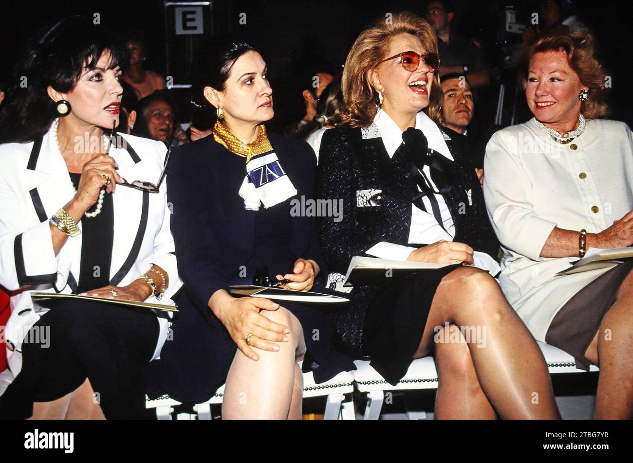 Schauspielerin Joan Collins, Paloma Picasso, Ira von Fürstenberg und ...