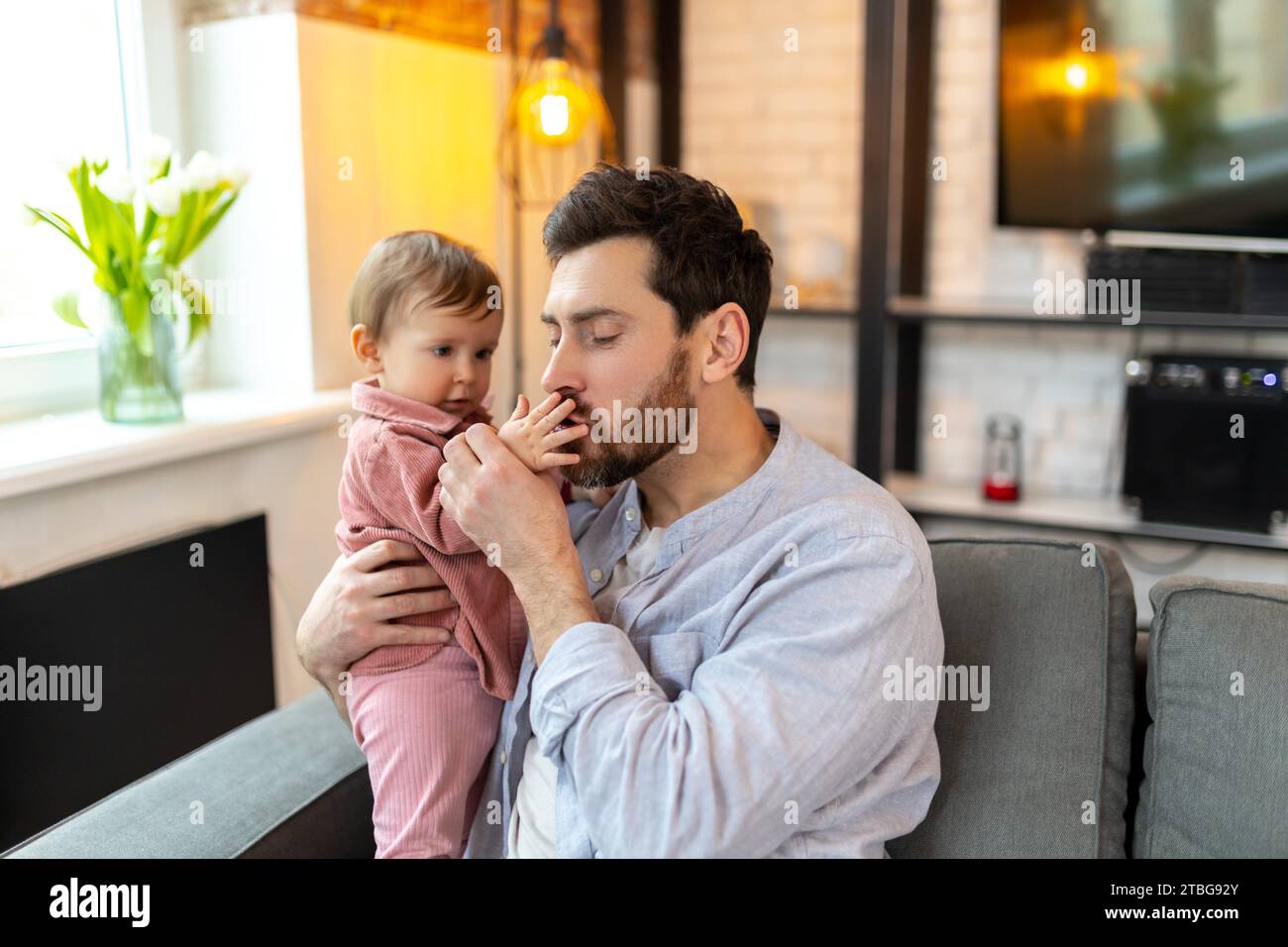 Child joy kiss kissing love man hi-res stock photography and images - Alamy