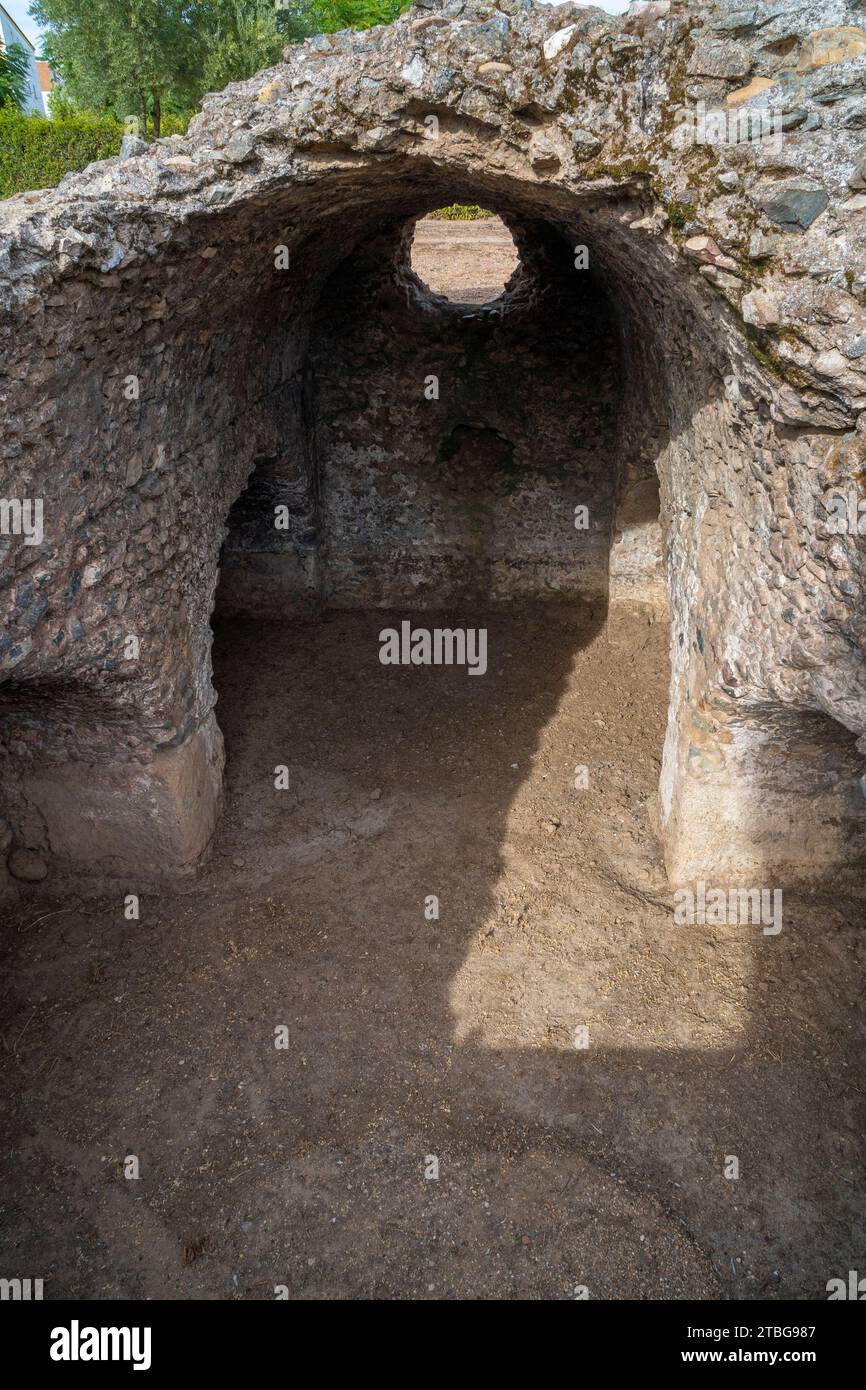 Remains of the archaeological ruins of the stone funerary mausoleum of ...
