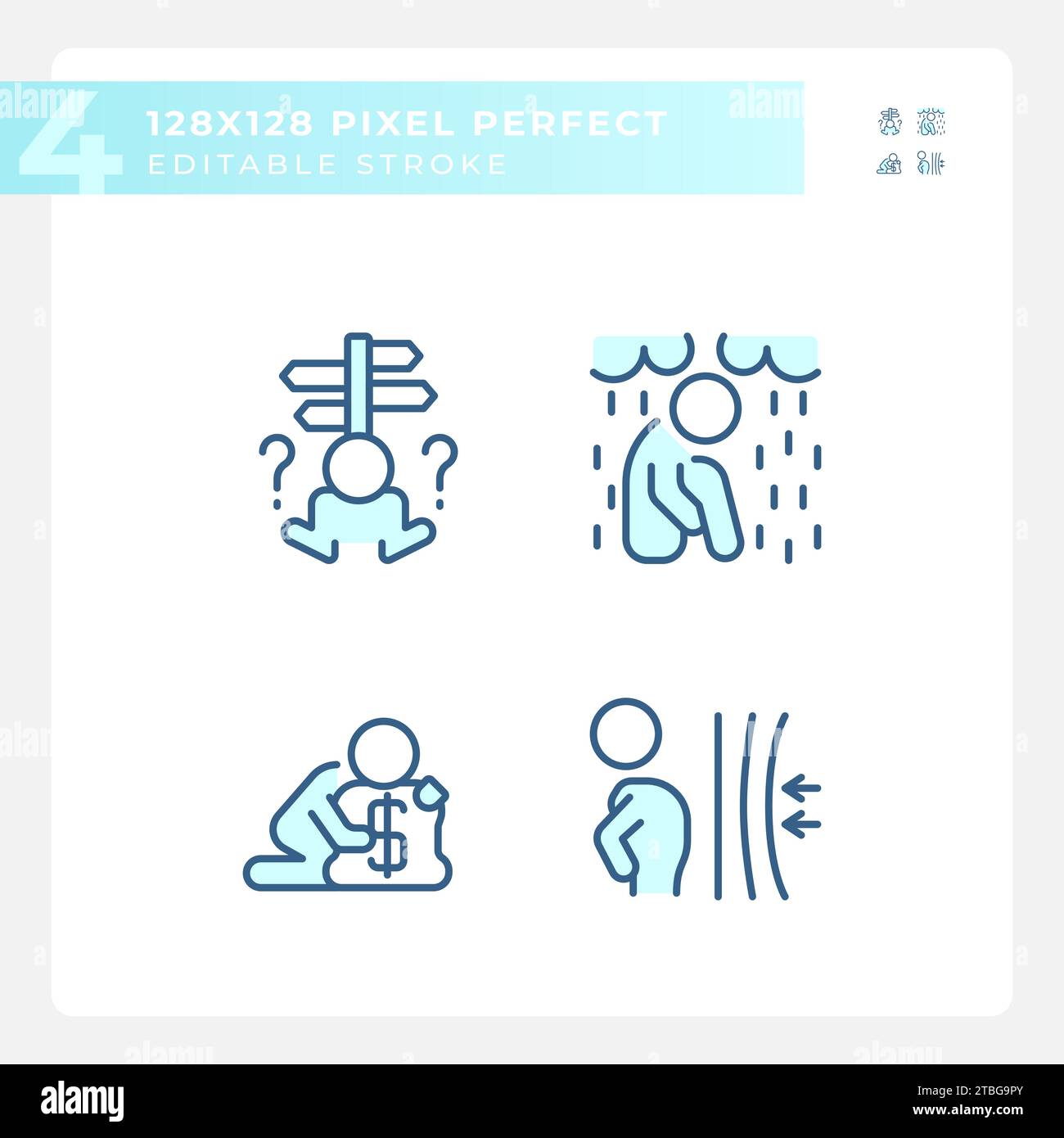 Editable pixel perfect blue psychology icons set Stock Vector Image ...