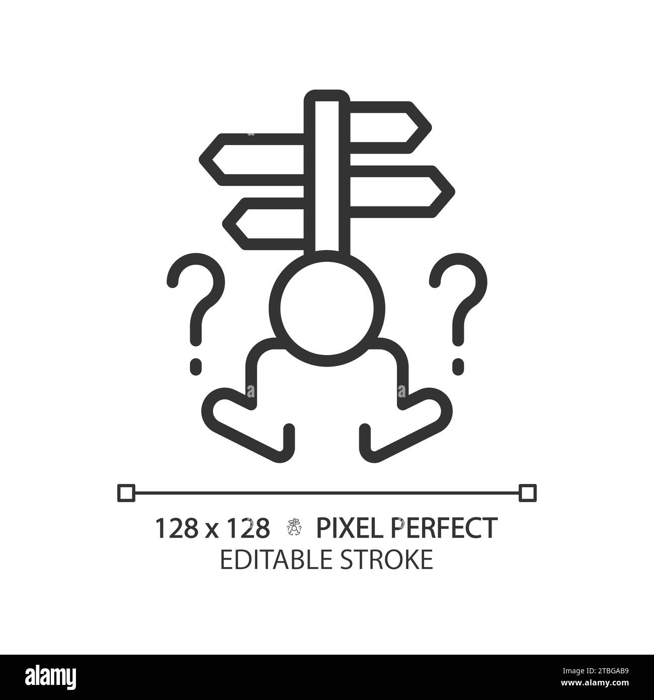 2D thin linear simple black indecisiveness icon Stock Vector Image ...