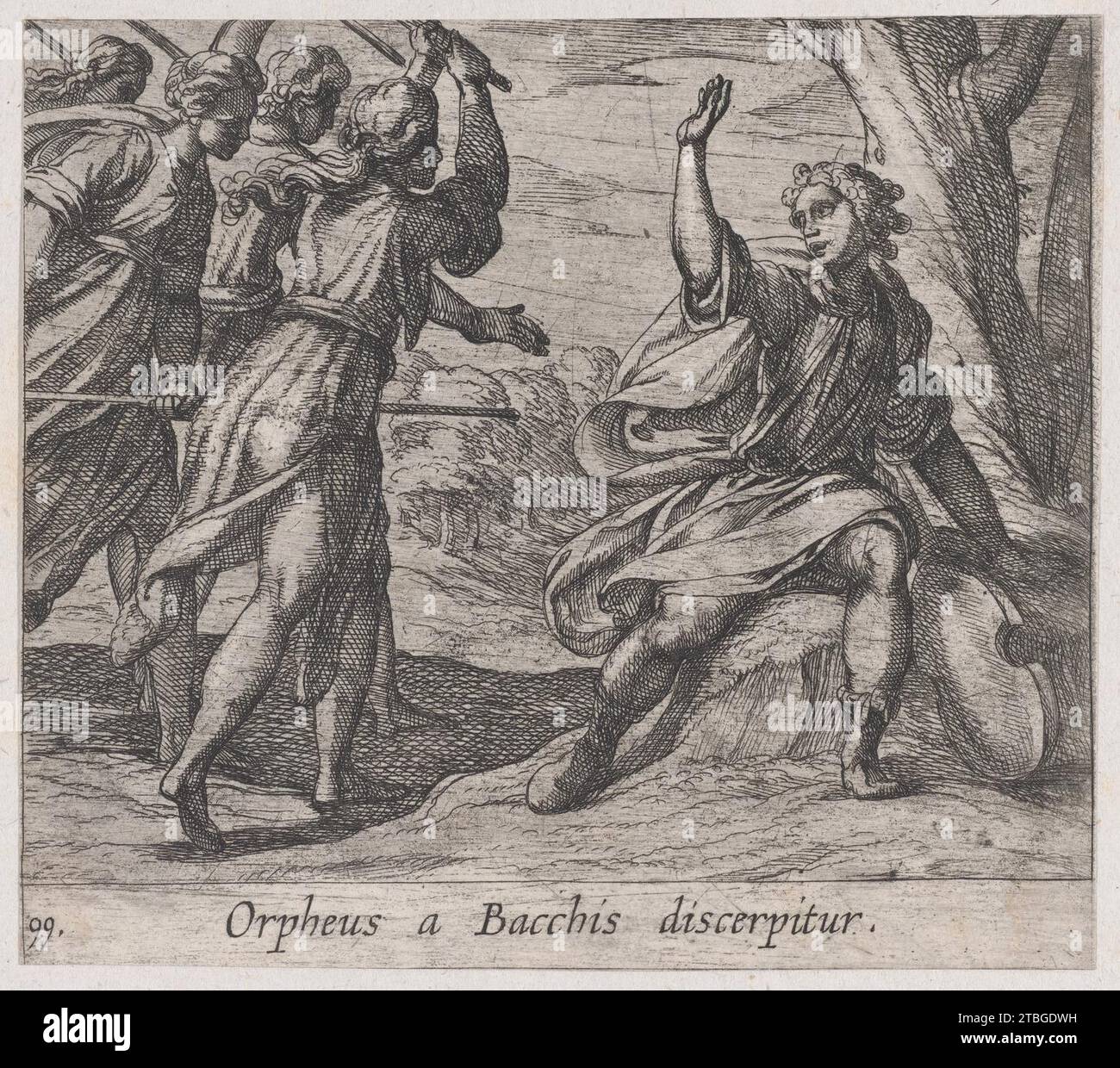 Plate 99: The Death of Orpheus (Orpheus a Bacchis discerpitur), from ...