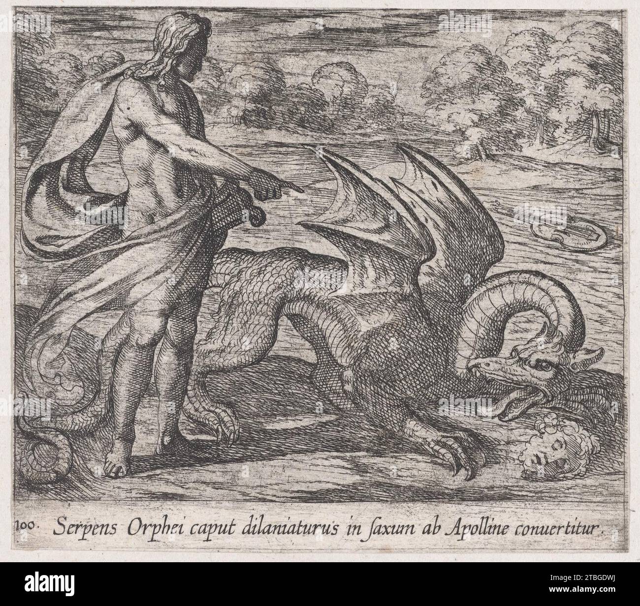 Plate 100: Apollo Killing the Serpent Attacking Opheus's Head (Serpens ...