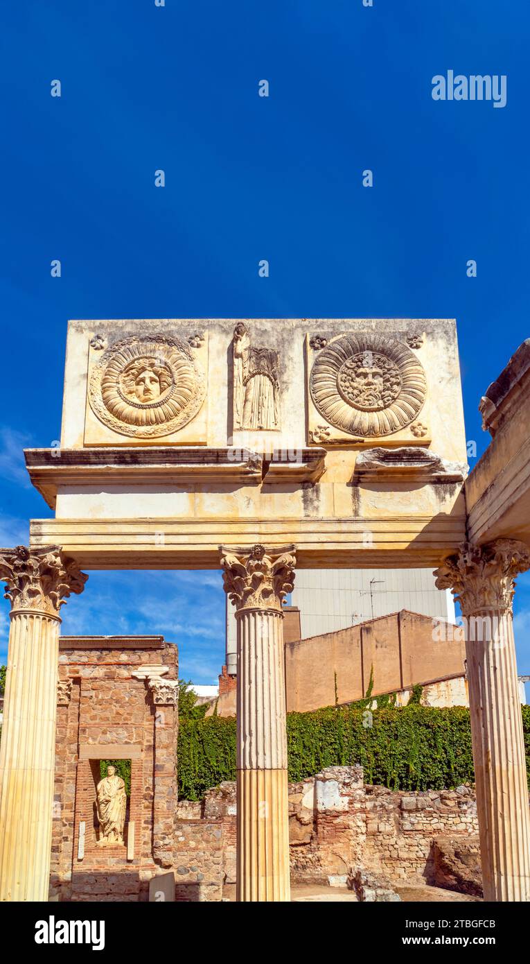 Archaeological remains of the façade of the monumental portico with ...