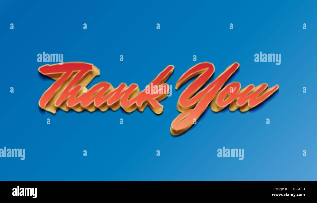 Thank You Letter Text in Red and Gold Isolated on Blue Background ...