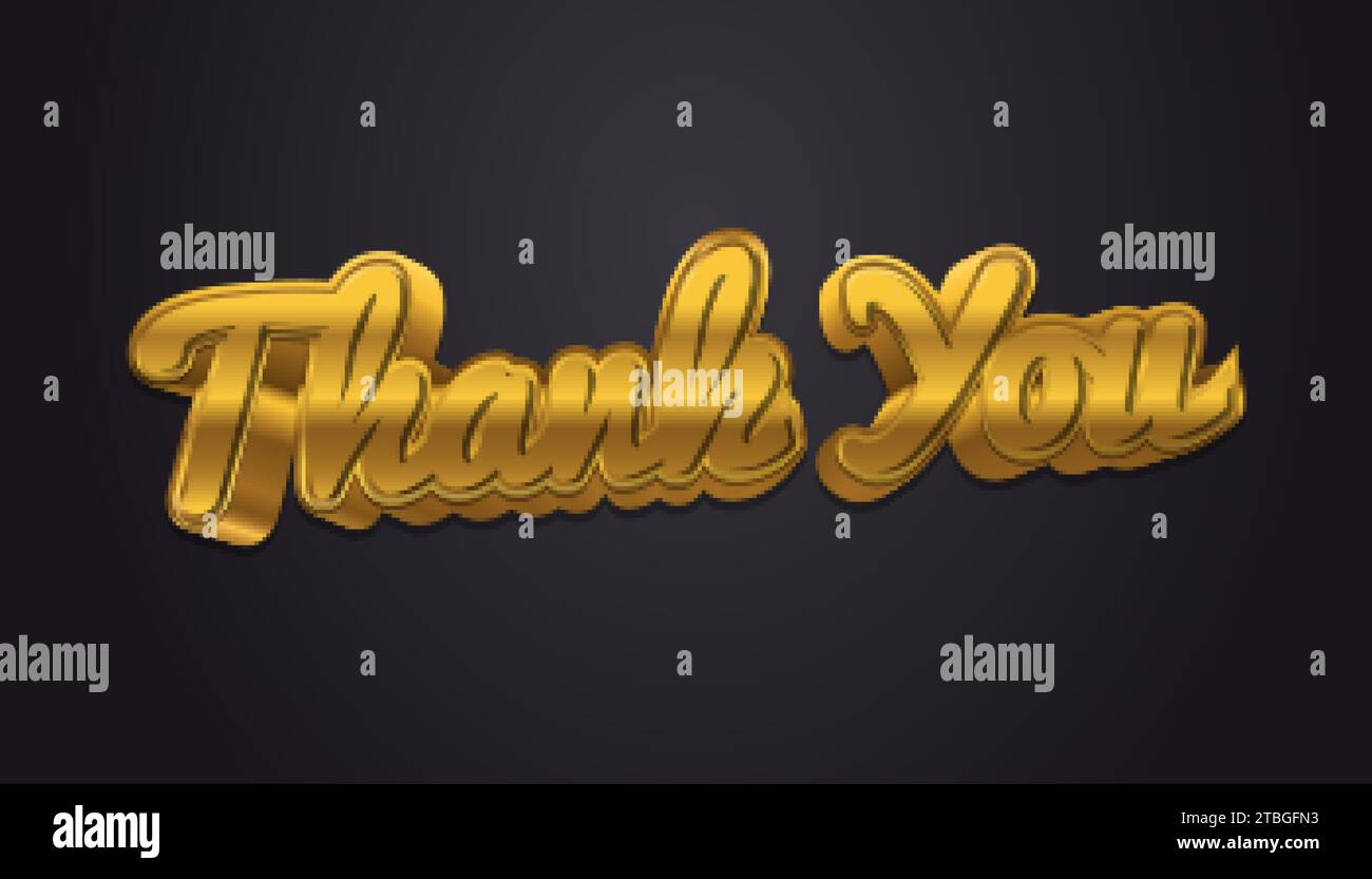 Thank You Letter Text in Gold Gradient Isolated on Black Background ...