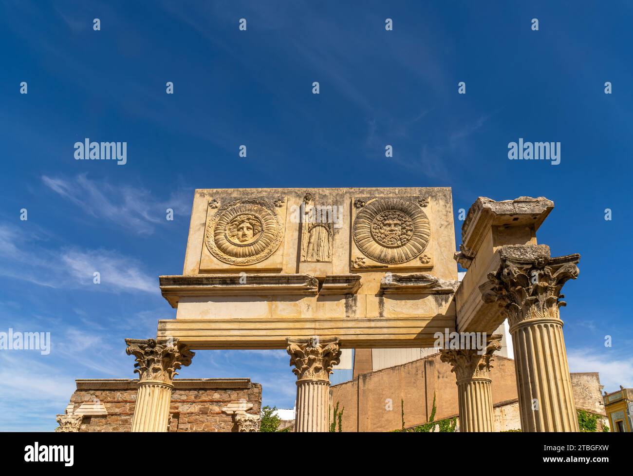 Archaeological remains of the façade of the monumental portico with ...