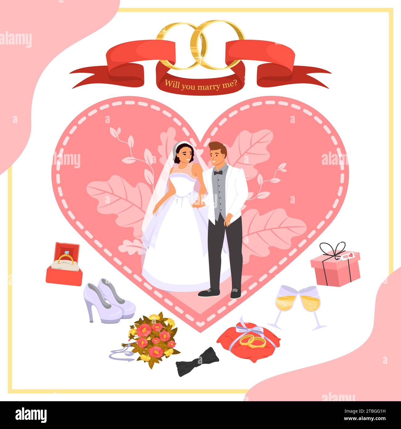 Elegant with card with proposal will you marry me design Stock Vector ...