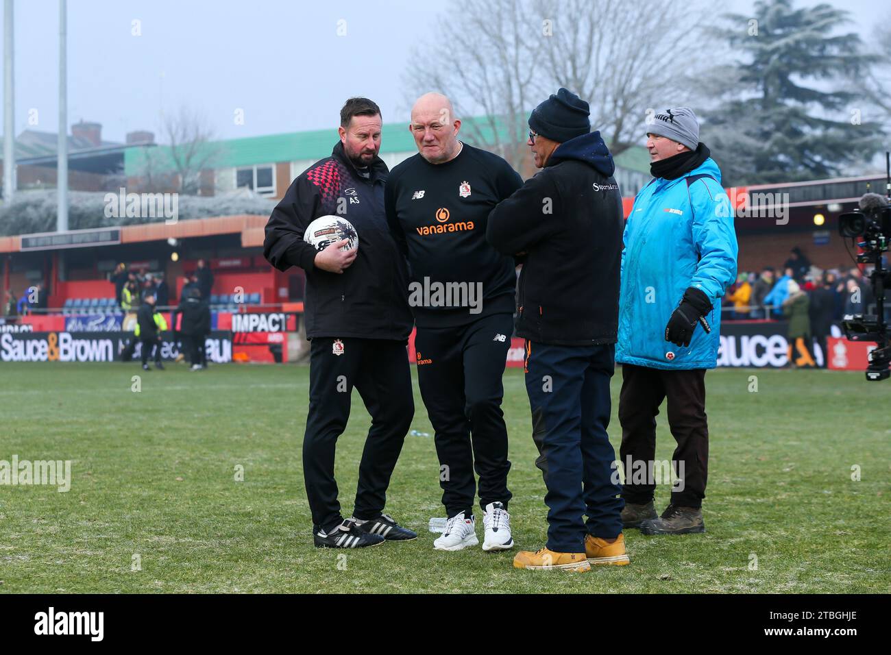 Alfreton Town manager Billy Heath checks the pitch ahead of the ...