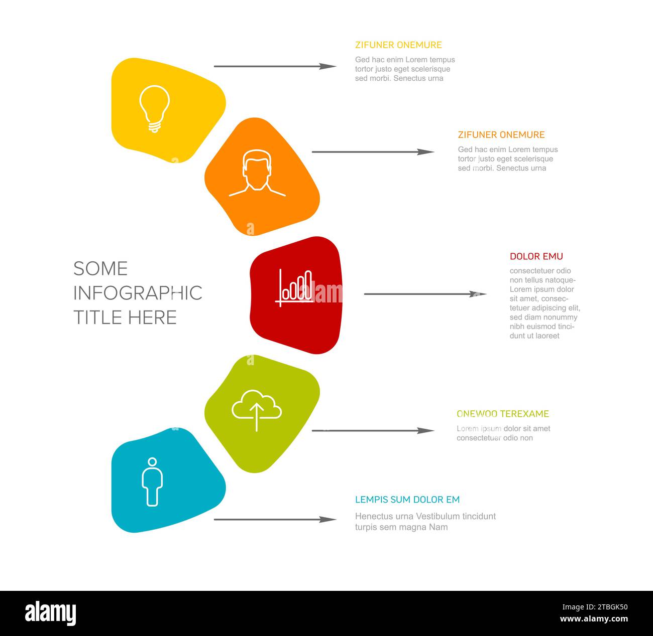 Vector side multipurpose Infographic template with five rounded ...