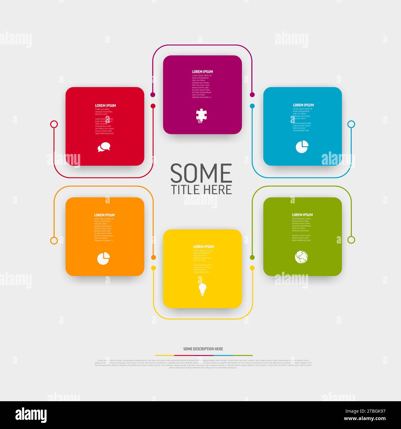 Vector Infographic template with fresh color rounded square cards and ...