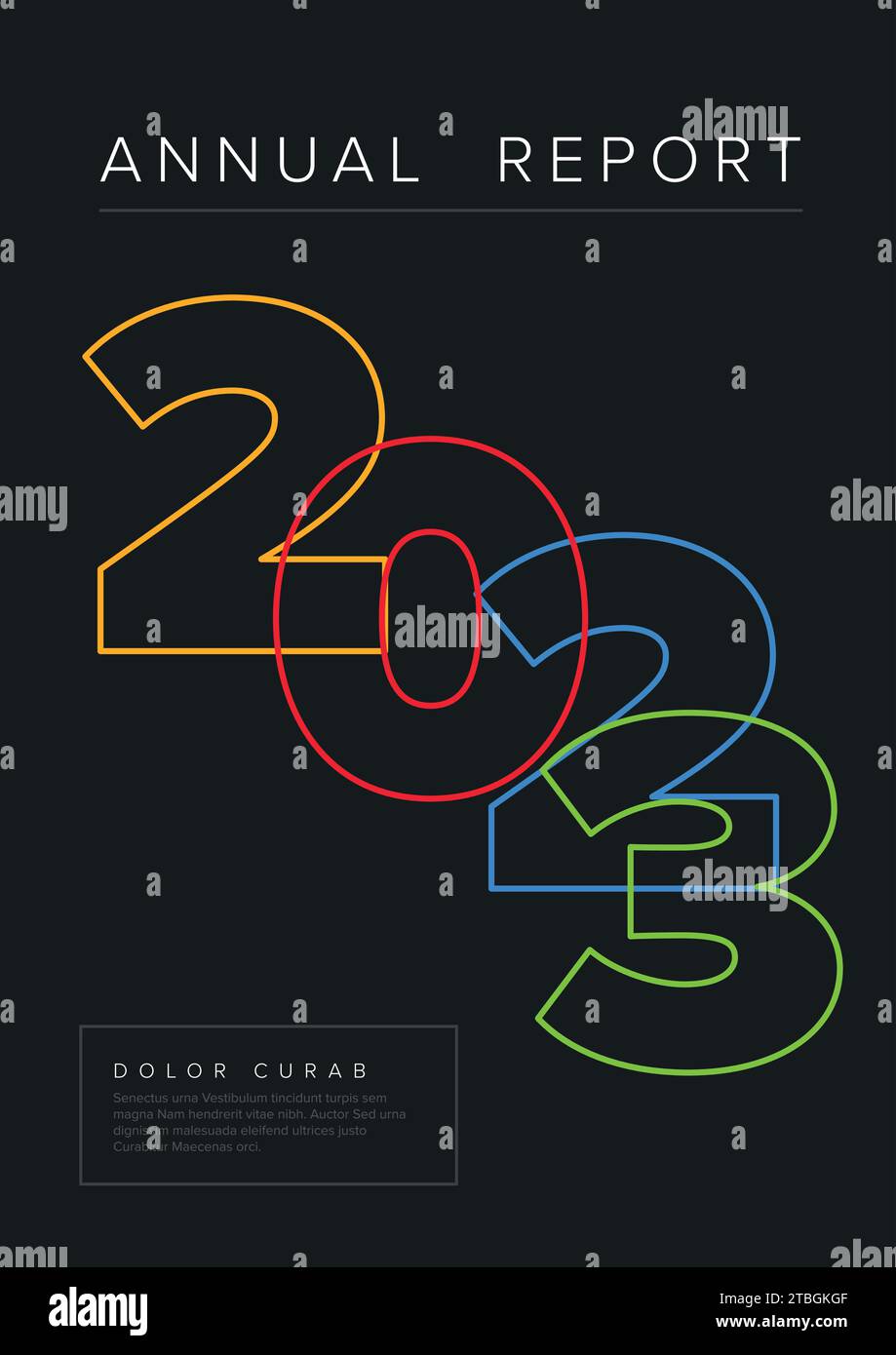 Vector dark abstract annual report cover template with sample text and ...