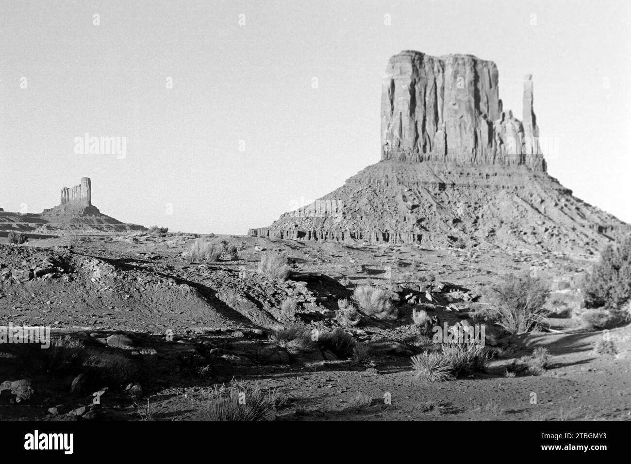 Der Tafelberg West Mitten Butte im Monument Valley, Arizona 1968. The ...