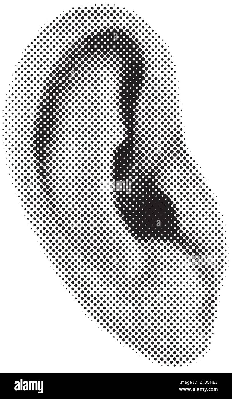 Woman's ear 90s style halftone shape for trendy collage. Dots texture ...