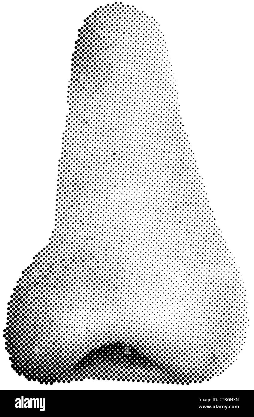 Woman's nose 90s style halftone shape for trendy collage. Dots texture ...