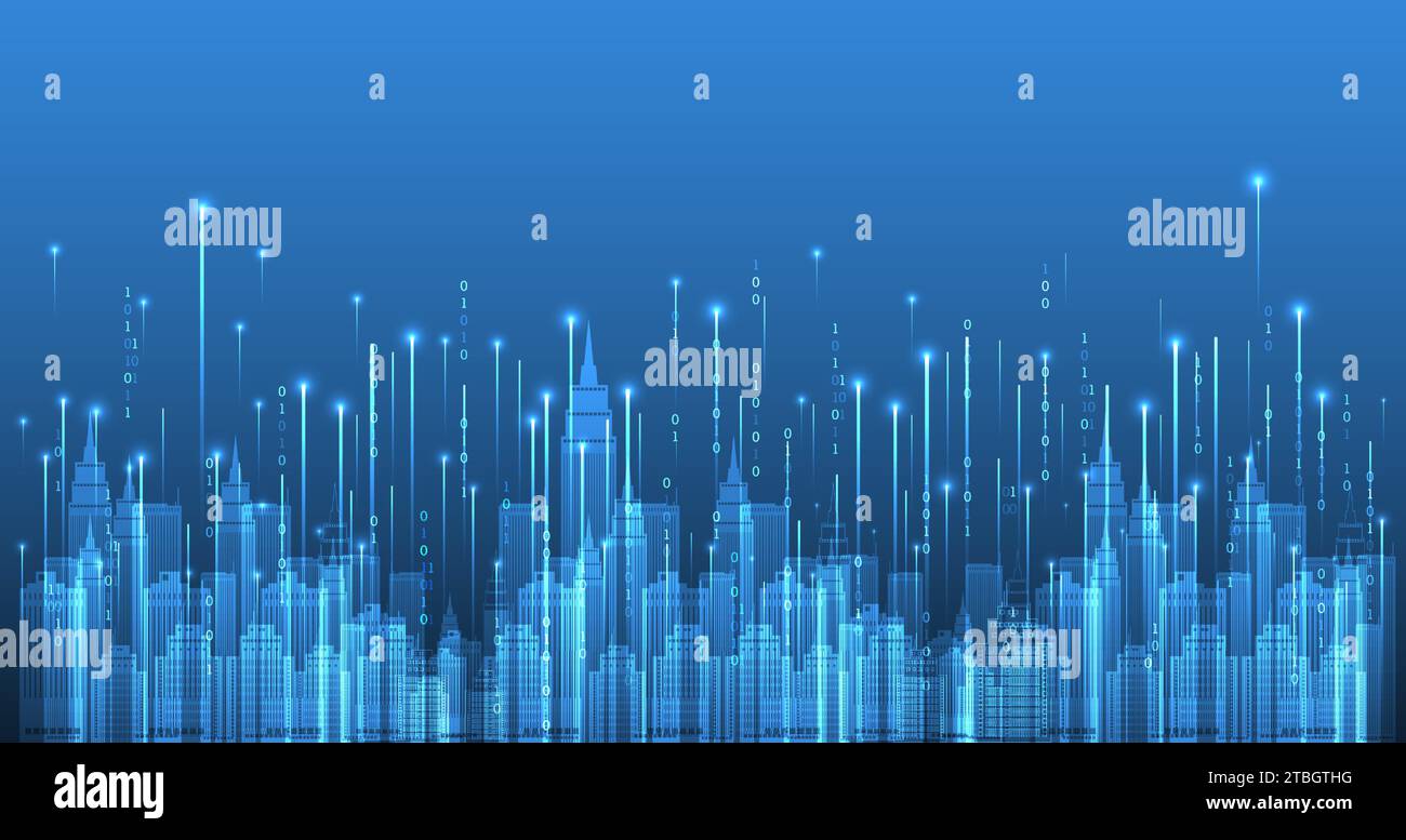 Futuristic smart city background. Hand drawn vector illustration Stock ...