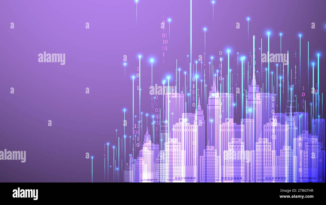 Futuristic smart city background. Hand drawn vector illustration Stock ...