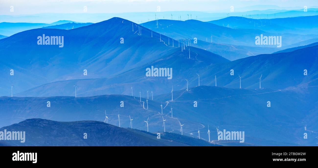 Wind turbines on mountainous landscape Stock Photo - Alamy