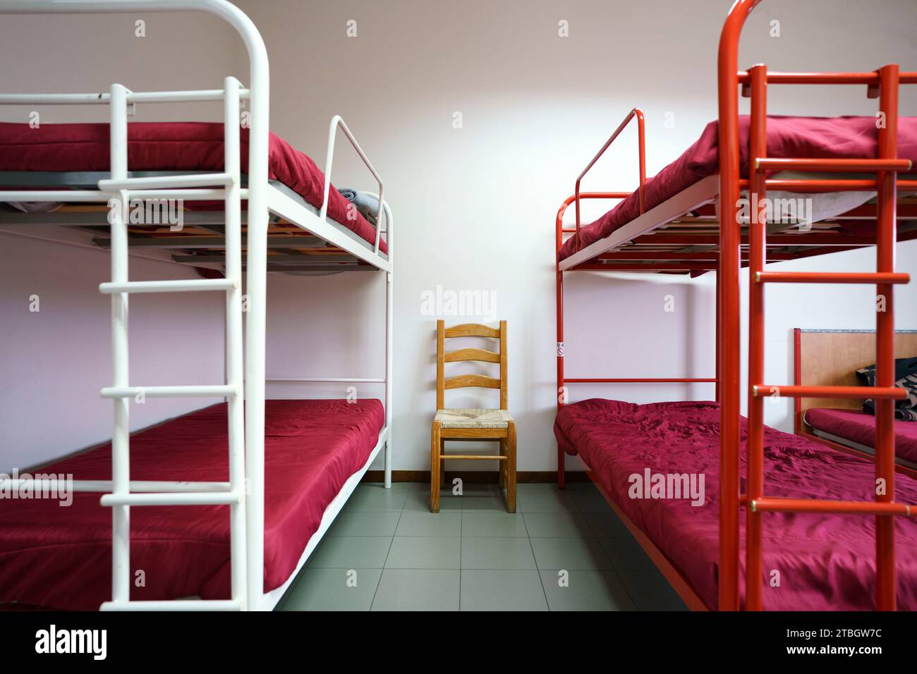 Bedroom with two bunk beds Stock Photo - Alamy