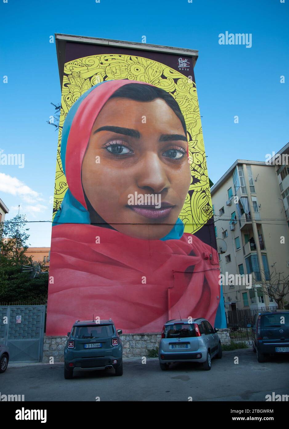 Building, painting, old Arabic quarters, Palermo, Sicily, Italy Stock ...