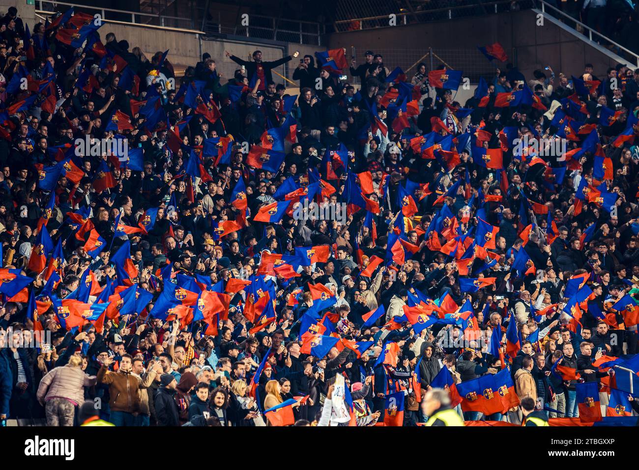 BARCELONA - NOV 28: The fans with Barcelona flags in action during the ...